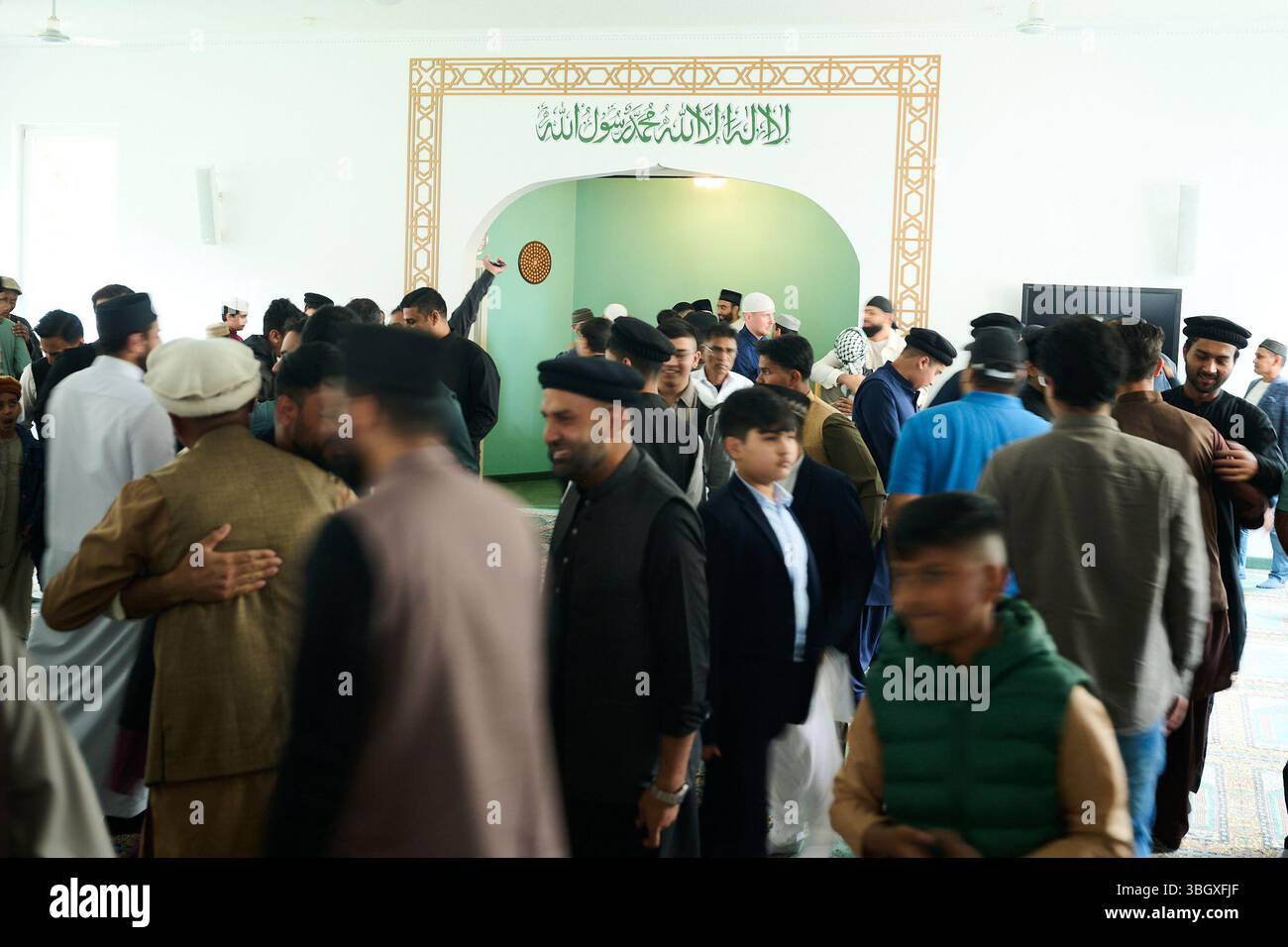 Berlin, Germany. 06th June, 2025. Muslim men hug each other in the ...