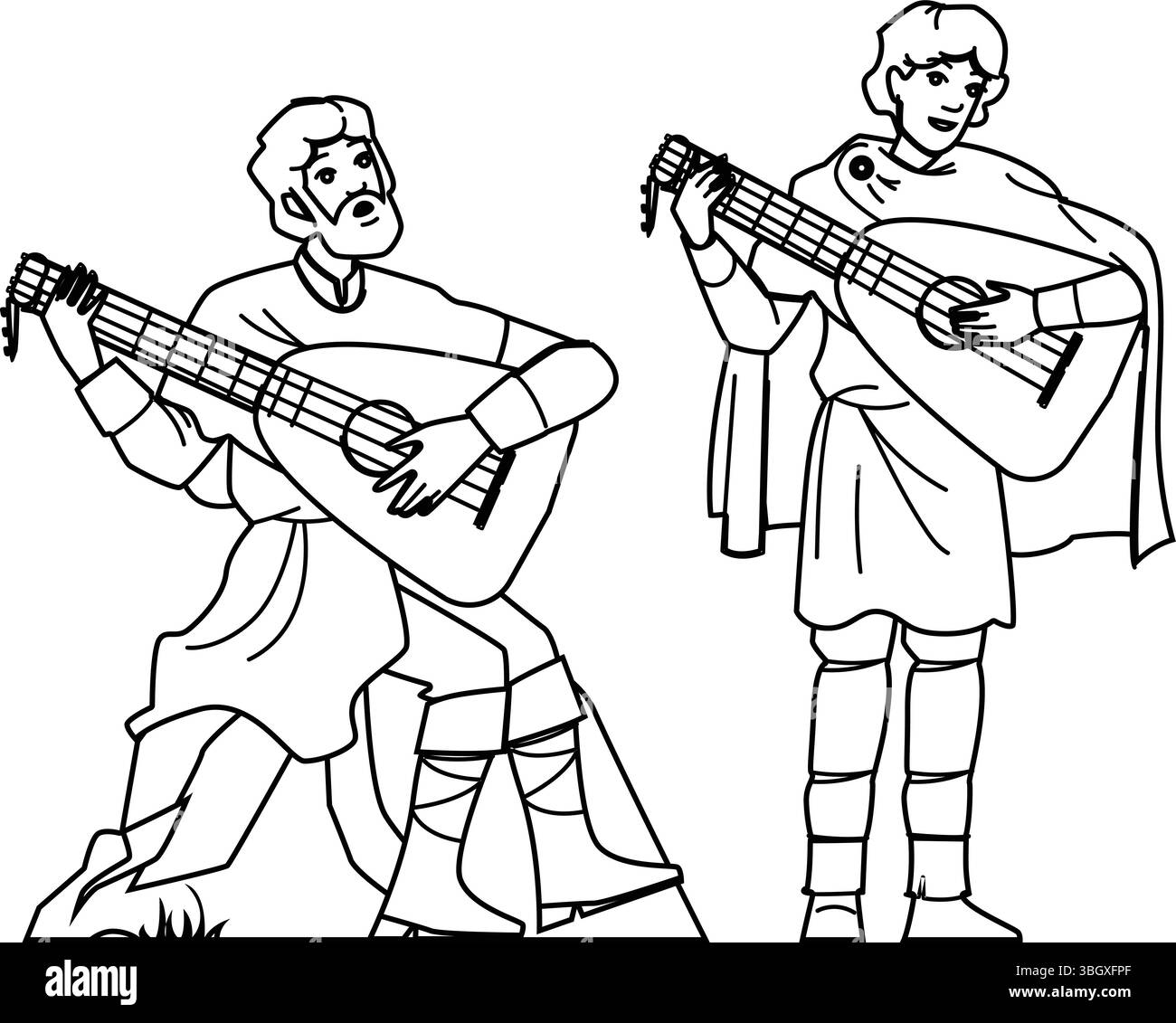 medieval trubadour playing lute vector Stock Vector Image & Art - Alamy