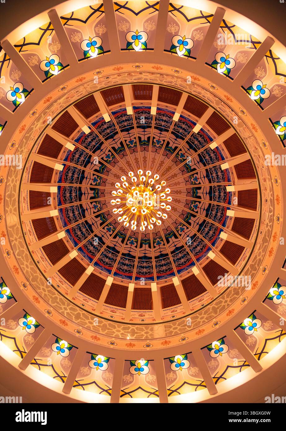 A stunning view of a dome ceiling, showcasing intricate designs and a ...