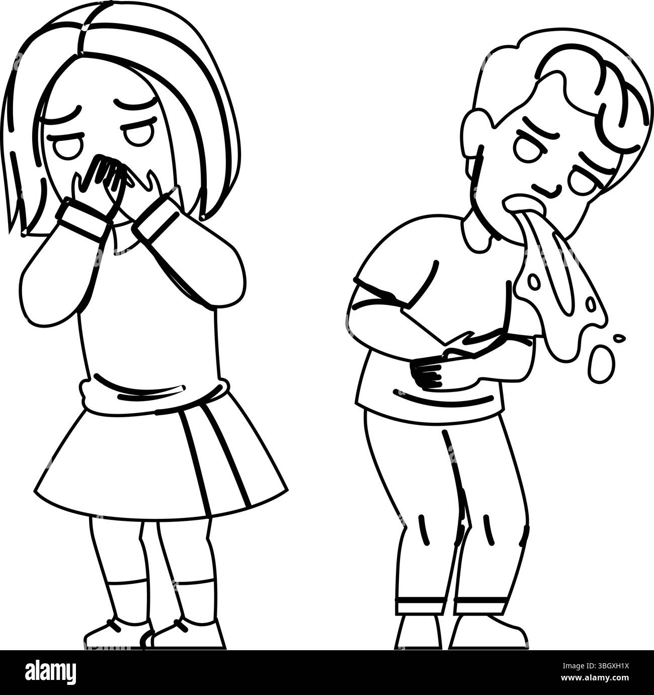 Food poisoning vector illustration Black and White Stock Photos & Images - Alamy