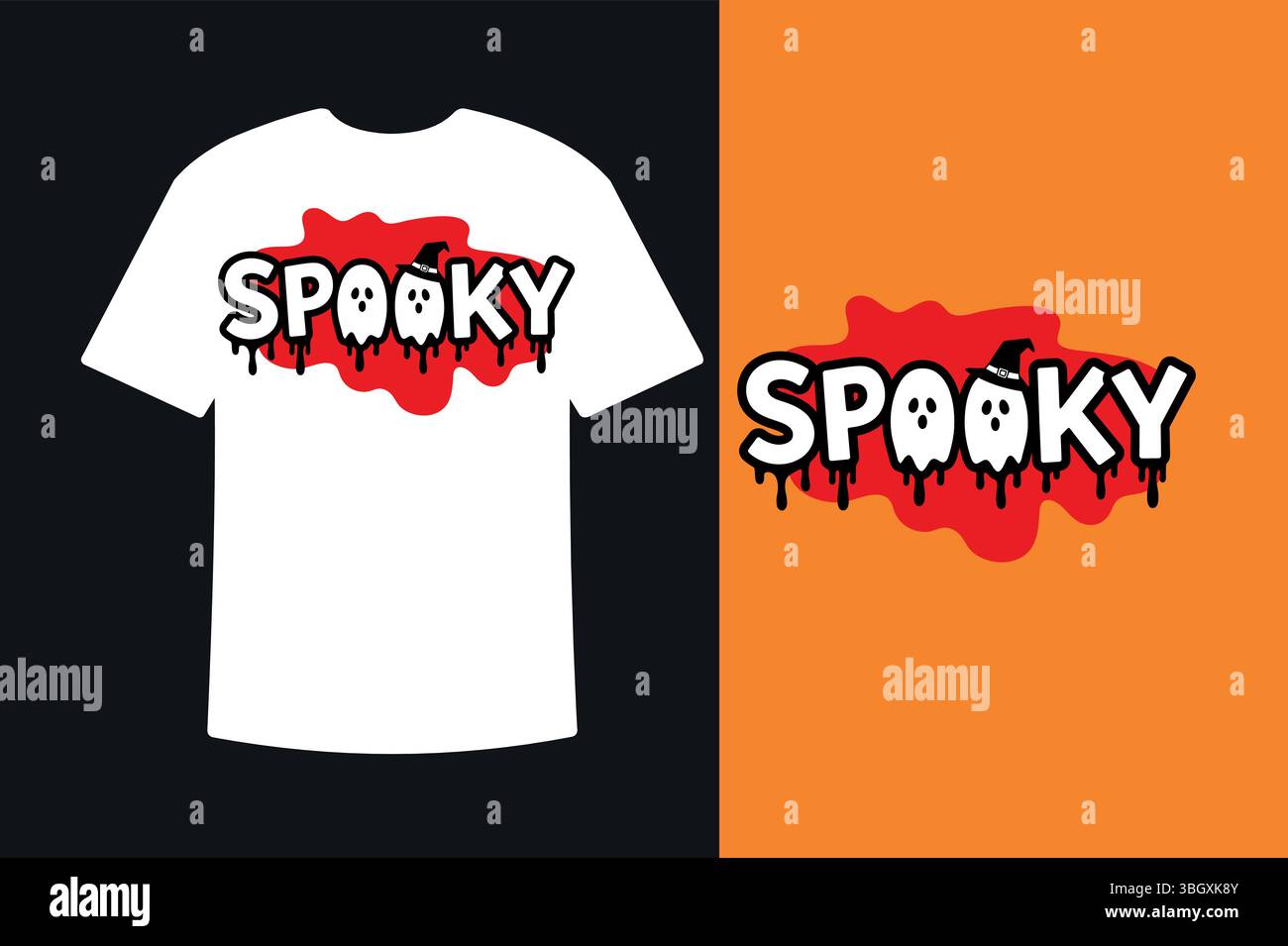 Spooky Halloween Text Design with Ghost and Dripping Blood for T-Shirt ...