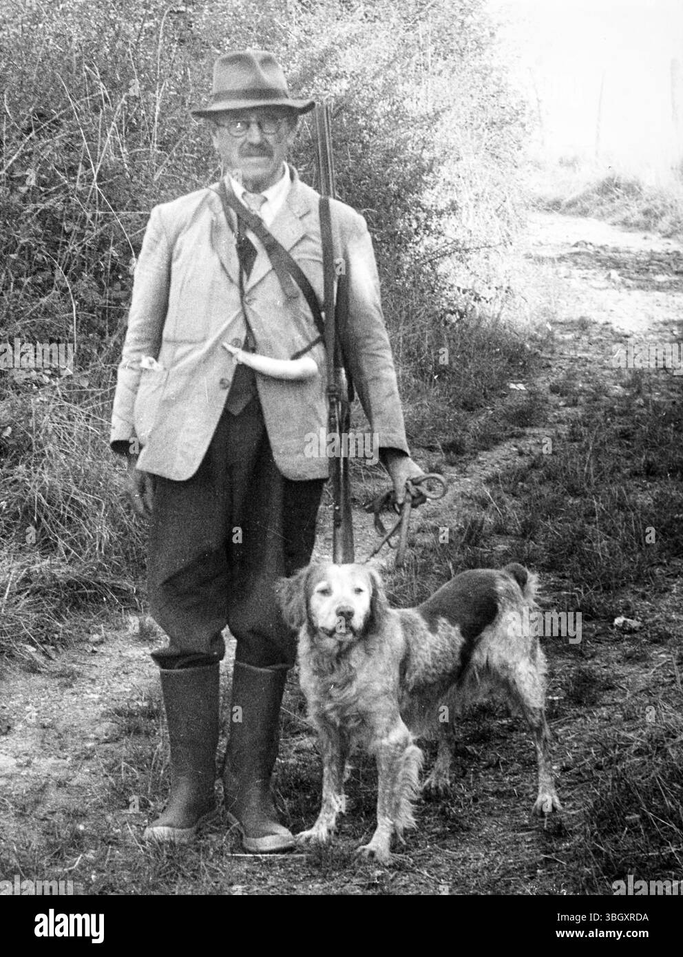 89-year-old French hunter Victor Yot out hunting with his dog in the La ...