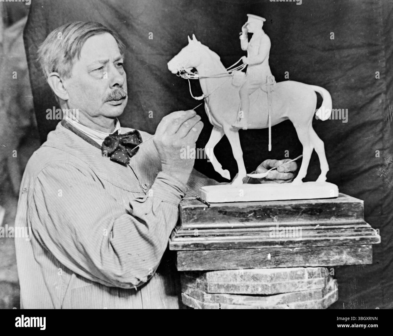 Samuel Ward Willis, the sculptor at work on his model of statue of ...