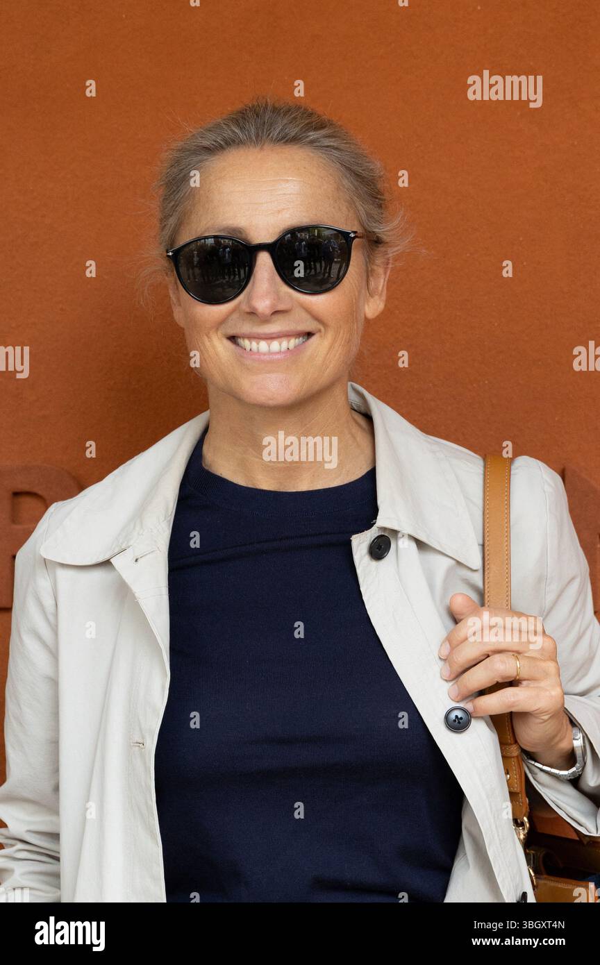 Anne-Sophie Lapix at Village during the 2025 French Open at Roland ...
