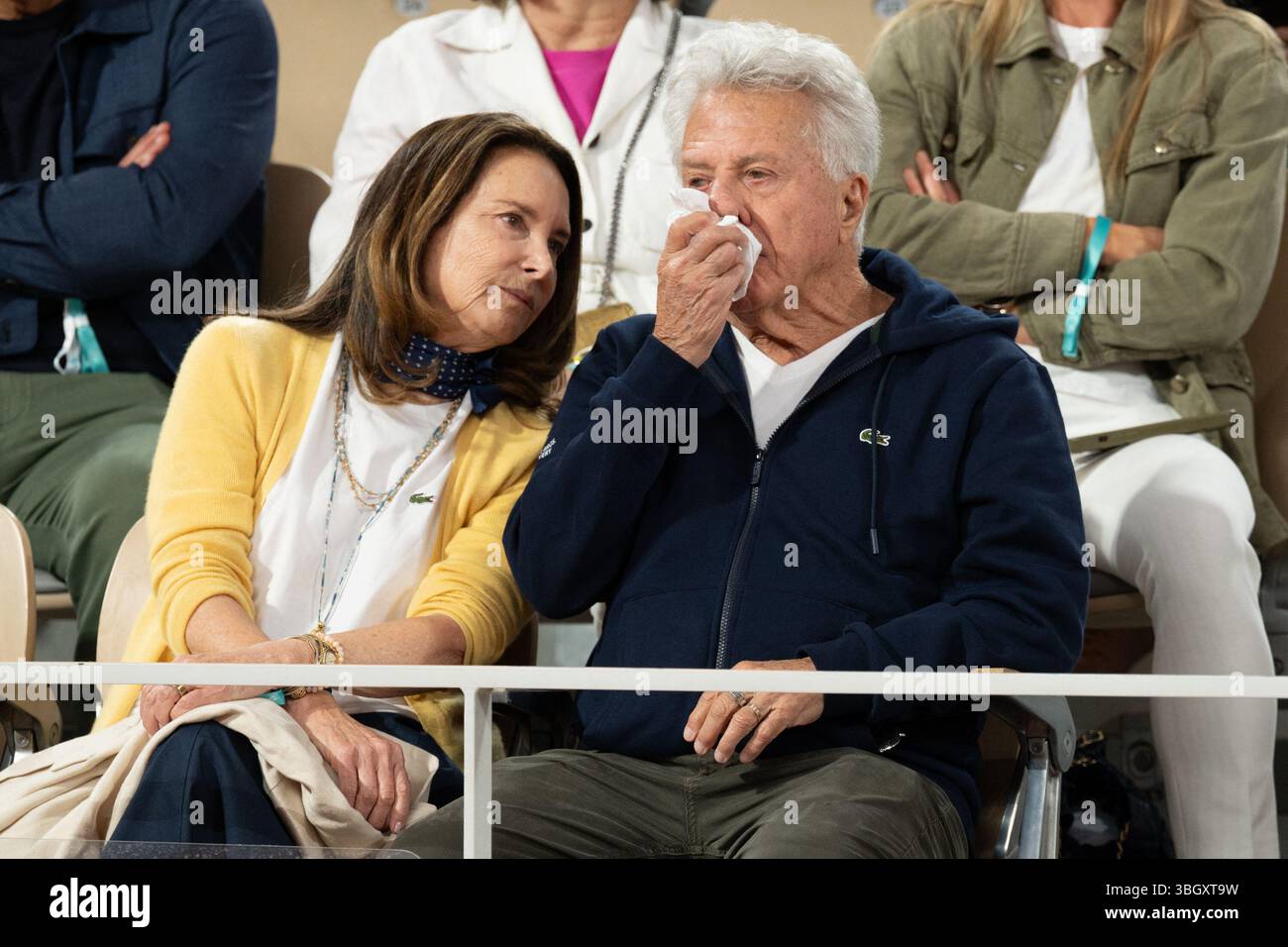 Dustin Hoffman and his wife Lisa Hoffman attend the Roland Garros 2025 ...