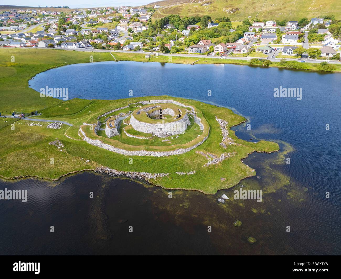 Aerial view of Clickimin Broch in Lerwick, Shetland – a remarkable Iron ...