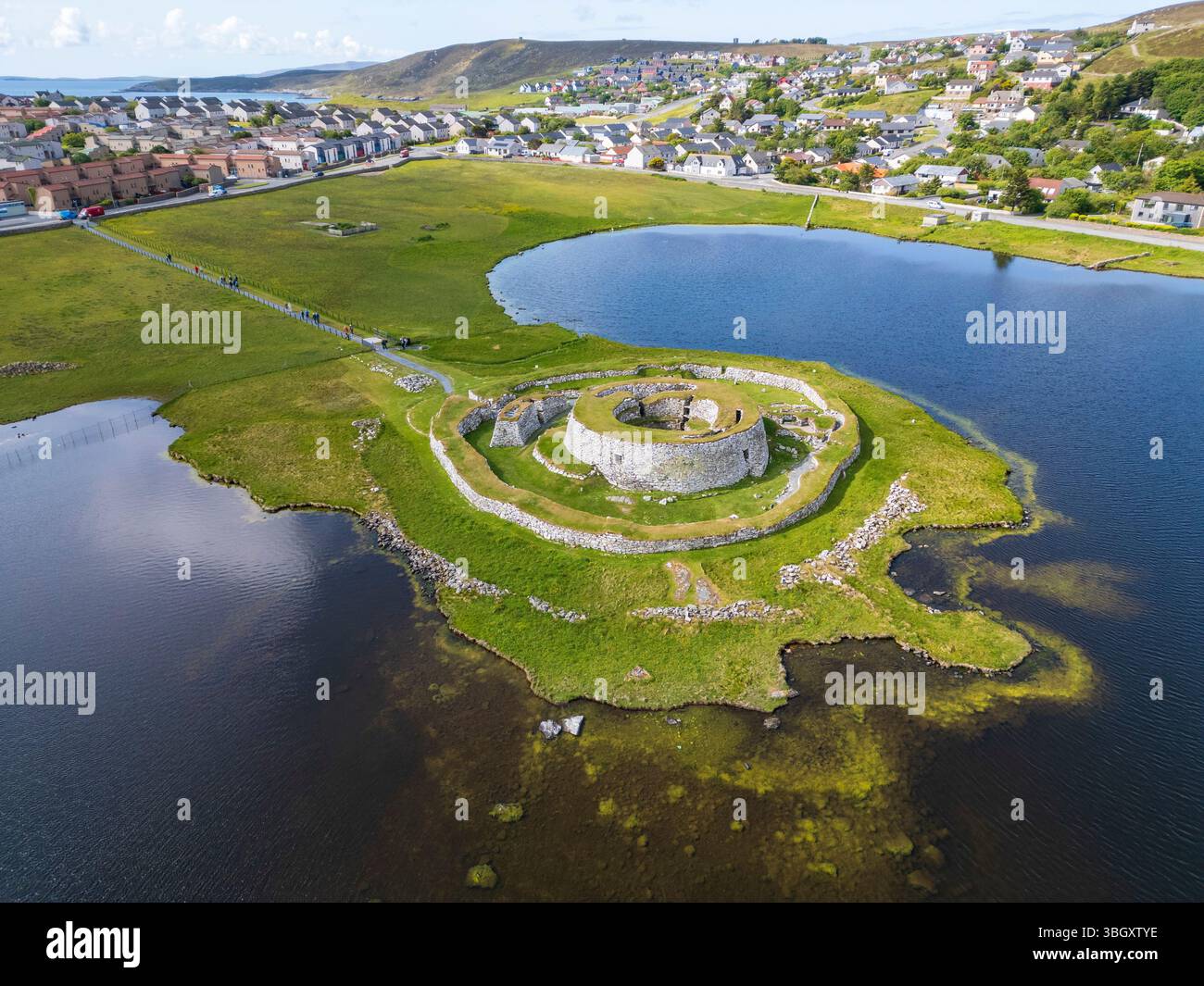 Aerial view of Clickimin Broch in Lerwick, Shetland – a remarkable Iron ...