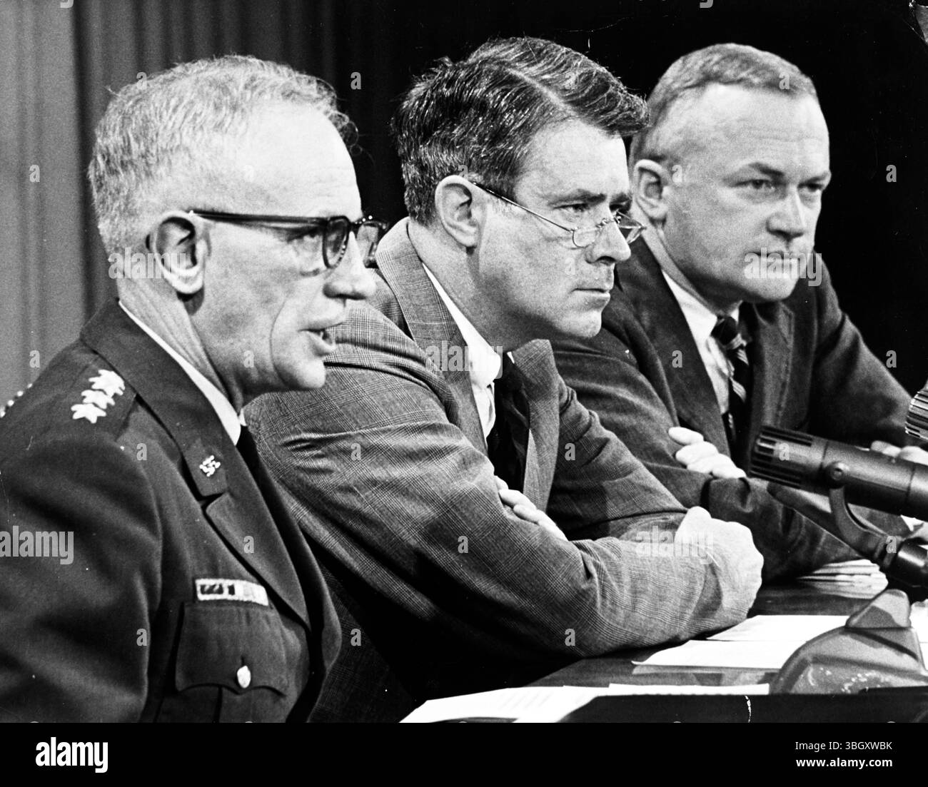 Shown during a meeting at the Pentagon are (left to right) Gen. Harold ...