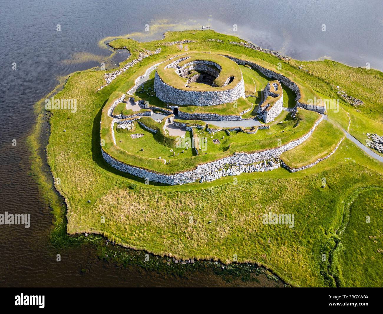 Aerial view of Clickimin Broch in Lerwick, Shetland – a remarkable Iron ...