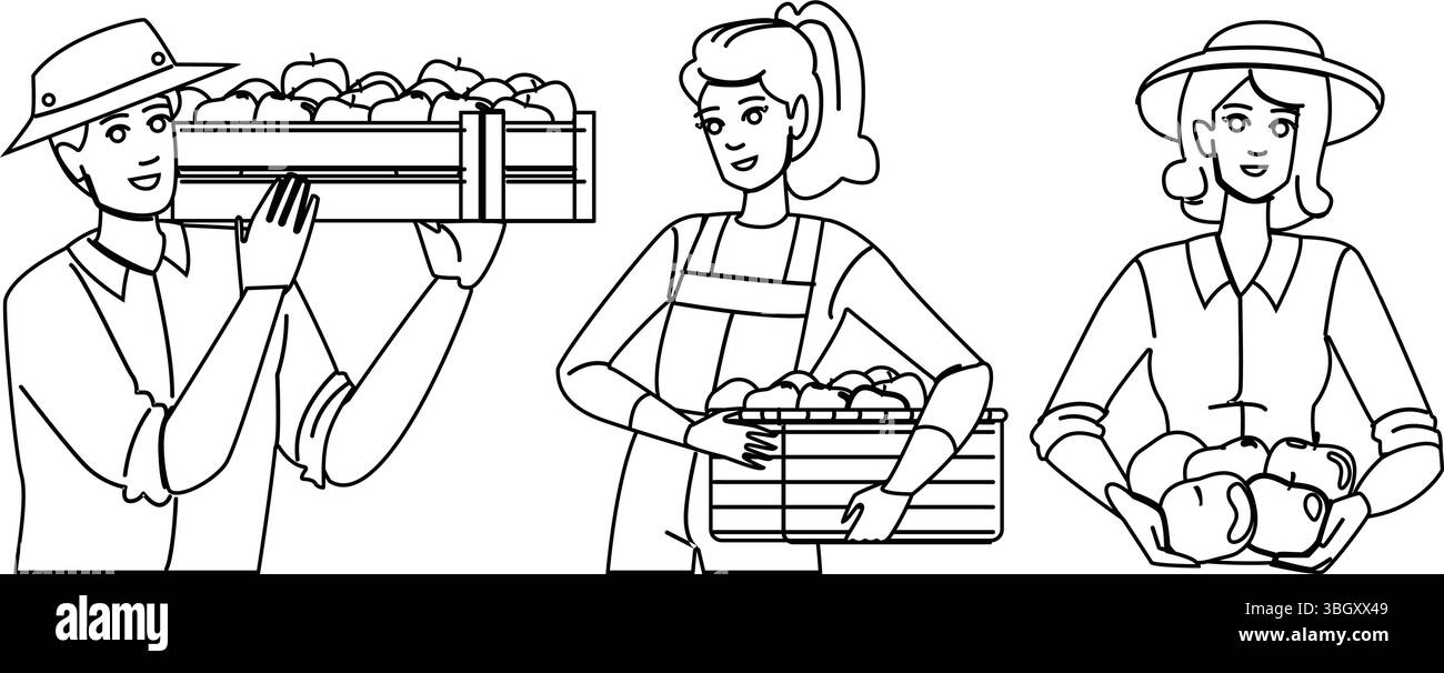 farmer apple picking vector Stock Vector Image & Art - Alamy