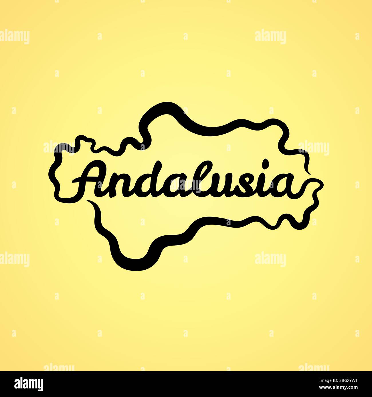 Map of Andalusia - shape and name in one line Stock Vector Image & Art ...