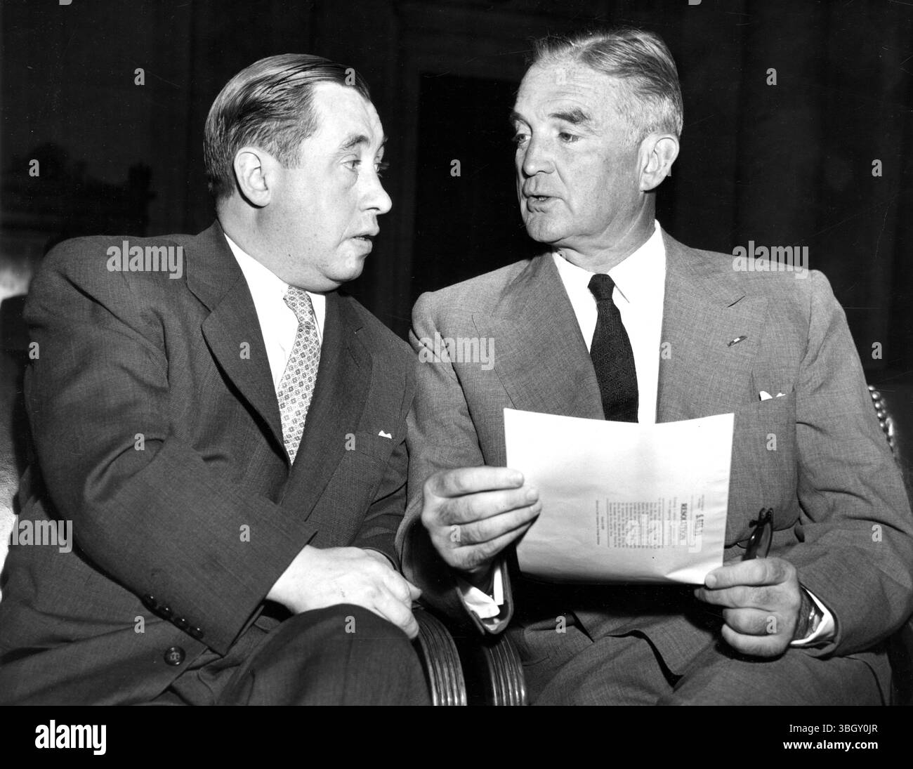 Senator Stuart Symington (right) and Samuel Lubell, shown at they ...