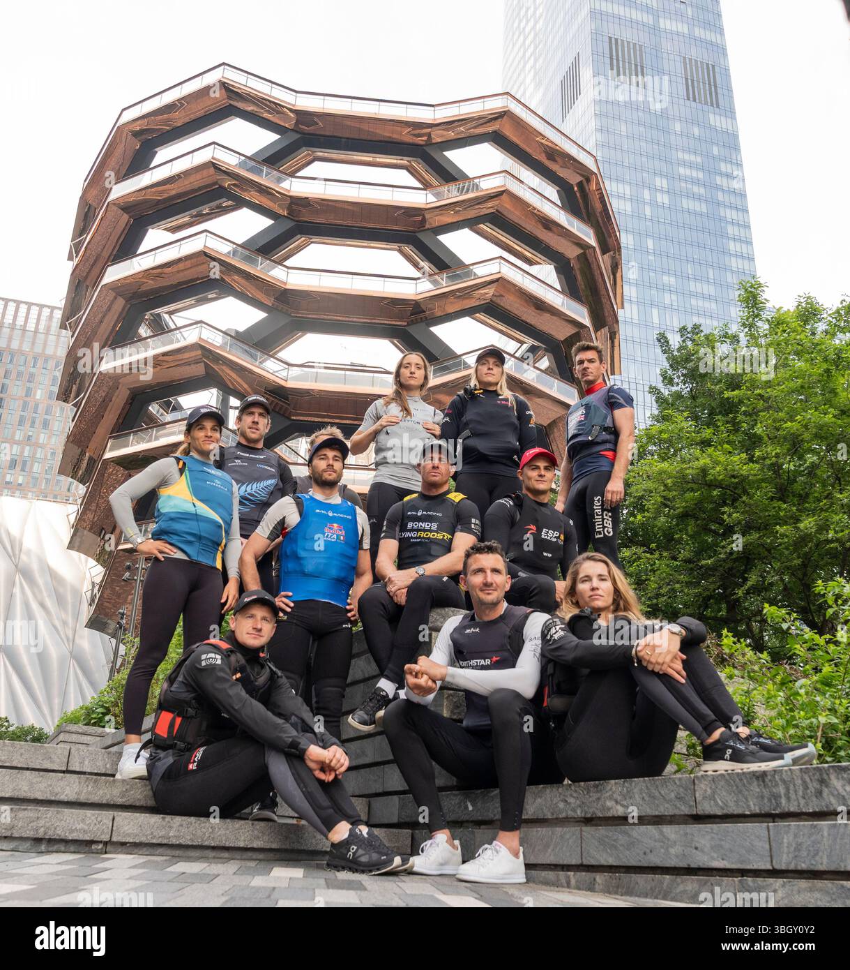 Team representative pose in front of The Vessel in Hudson Yards ahead ...