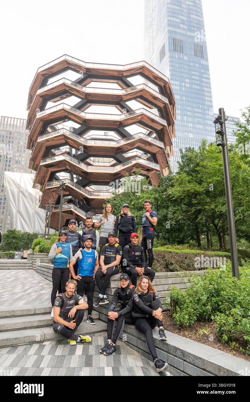 Team representative pose in front of The Vessel in Hudson Yards ahead ...