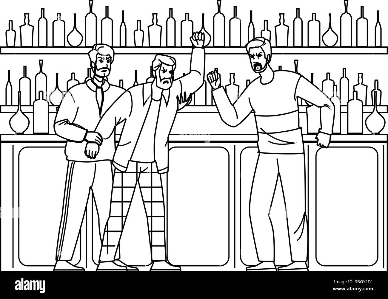 Conflict people cartoon character Black and White Stock Photos & Images ...