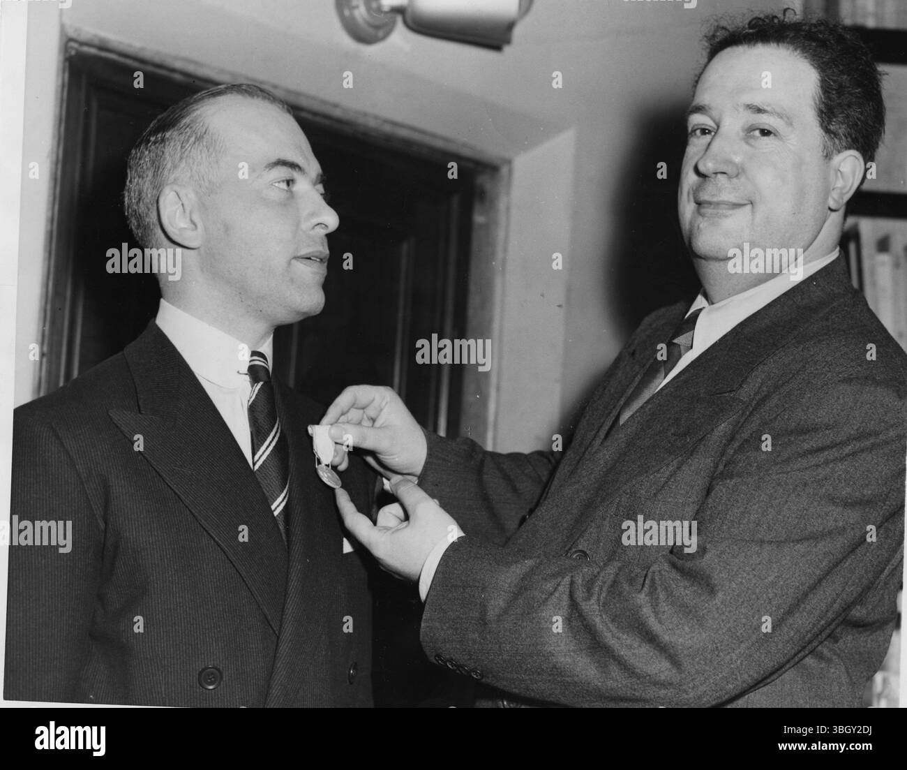 John D. Skilton Jr (left) receives "La Medaille De La Reconnaissance ...