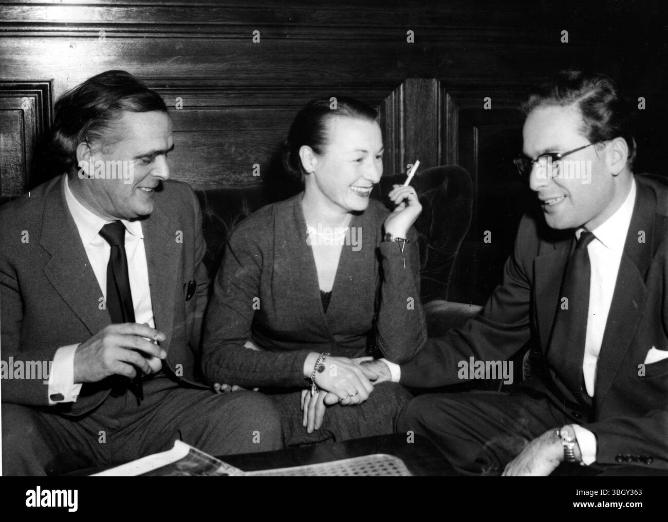 3 of the 6 Swedish newsmen who arrived from Budapest sit in the lobby ...