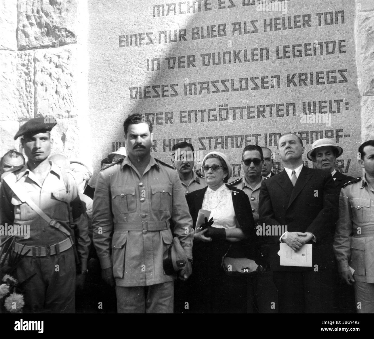 Frau Rommel (centre) widow of field marshal Rommel, stands with the ...