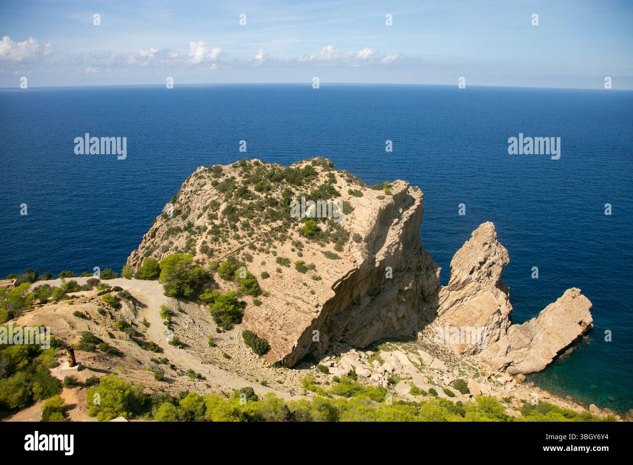 Stunning views of the cliffs of Cap de Balansat on the island of Ibiza ...