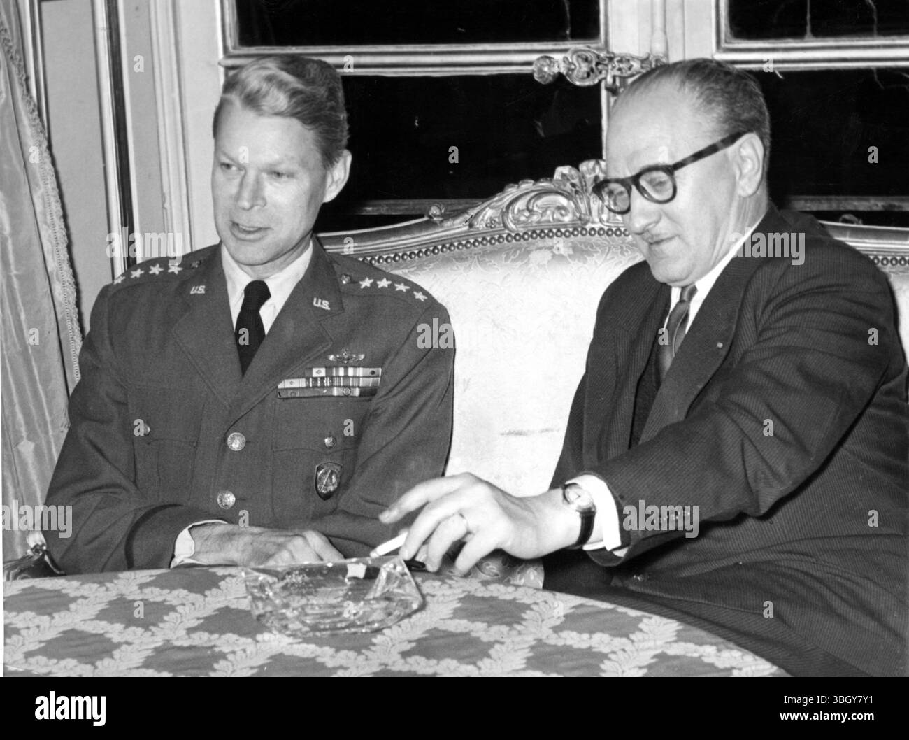General Lauris Norstad and Mr Guy Mollet. 30 November 1956 Stock Photo ...