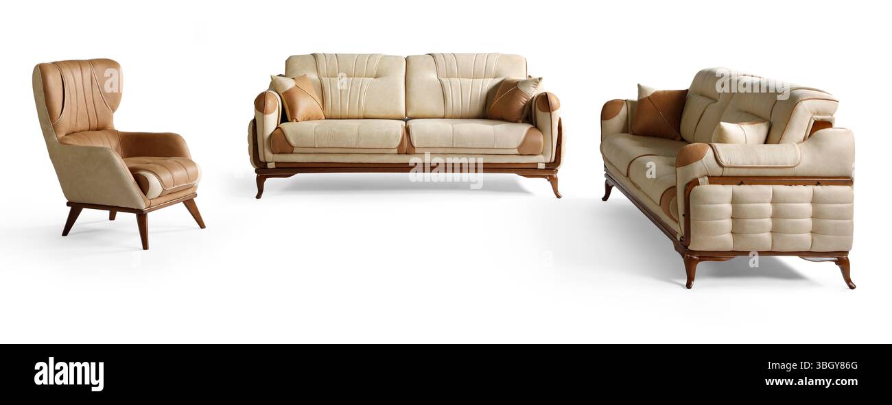 Modern furniture half set isolated on white background Stock Photo - Alamy