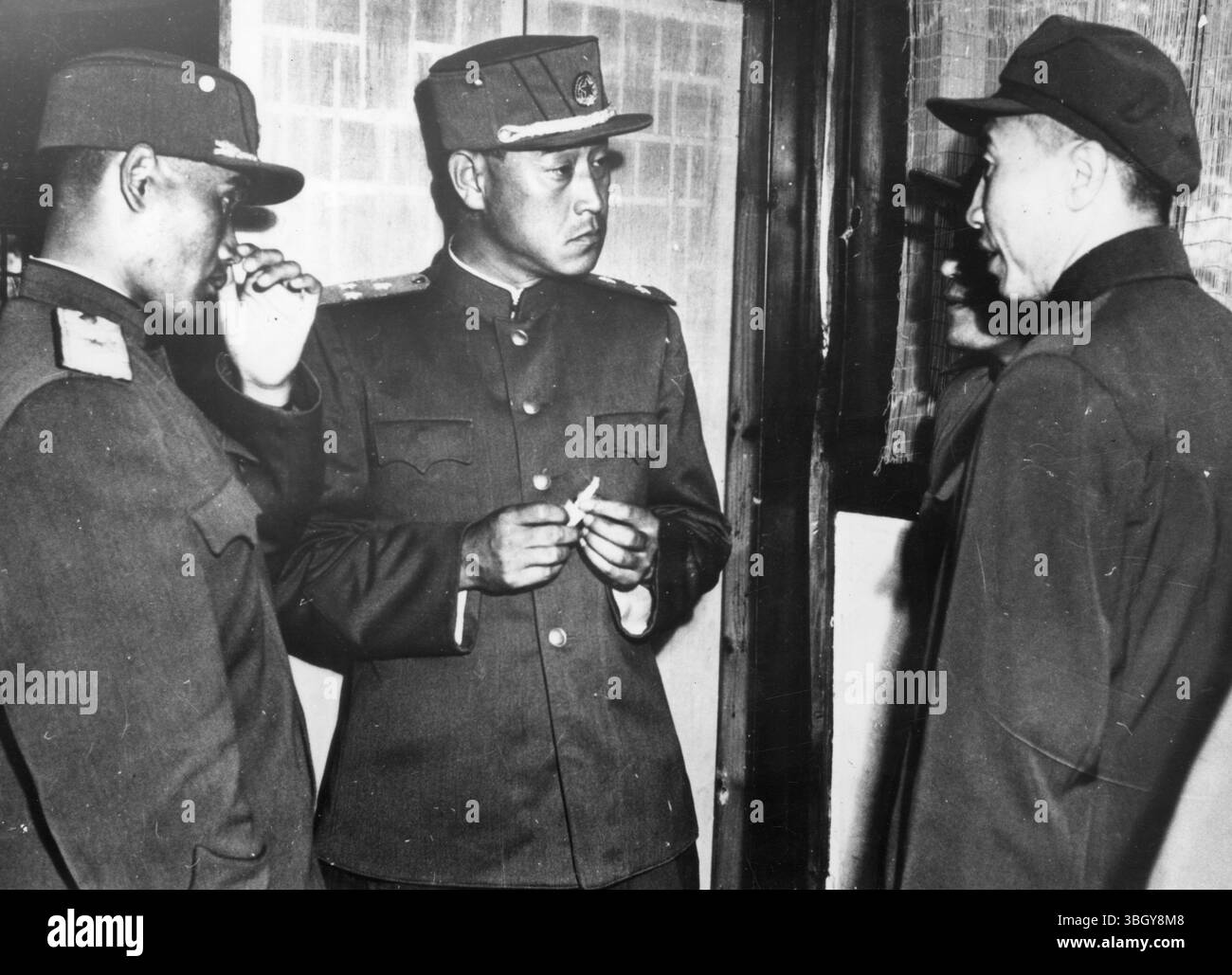 Communist cease fire negotiators confer after a meeting with UN ...