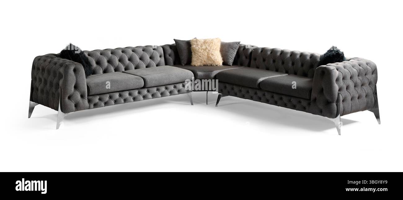 corner chester sofa isolated on white background . L Shape sofa set , L ...