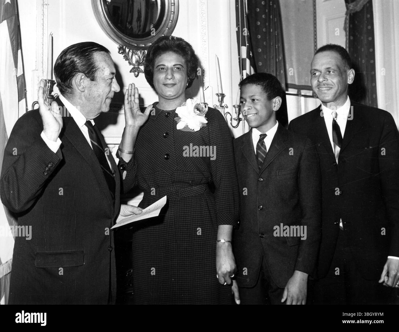 New York State Senator Constance Baker Motley, raises her right hand at ...