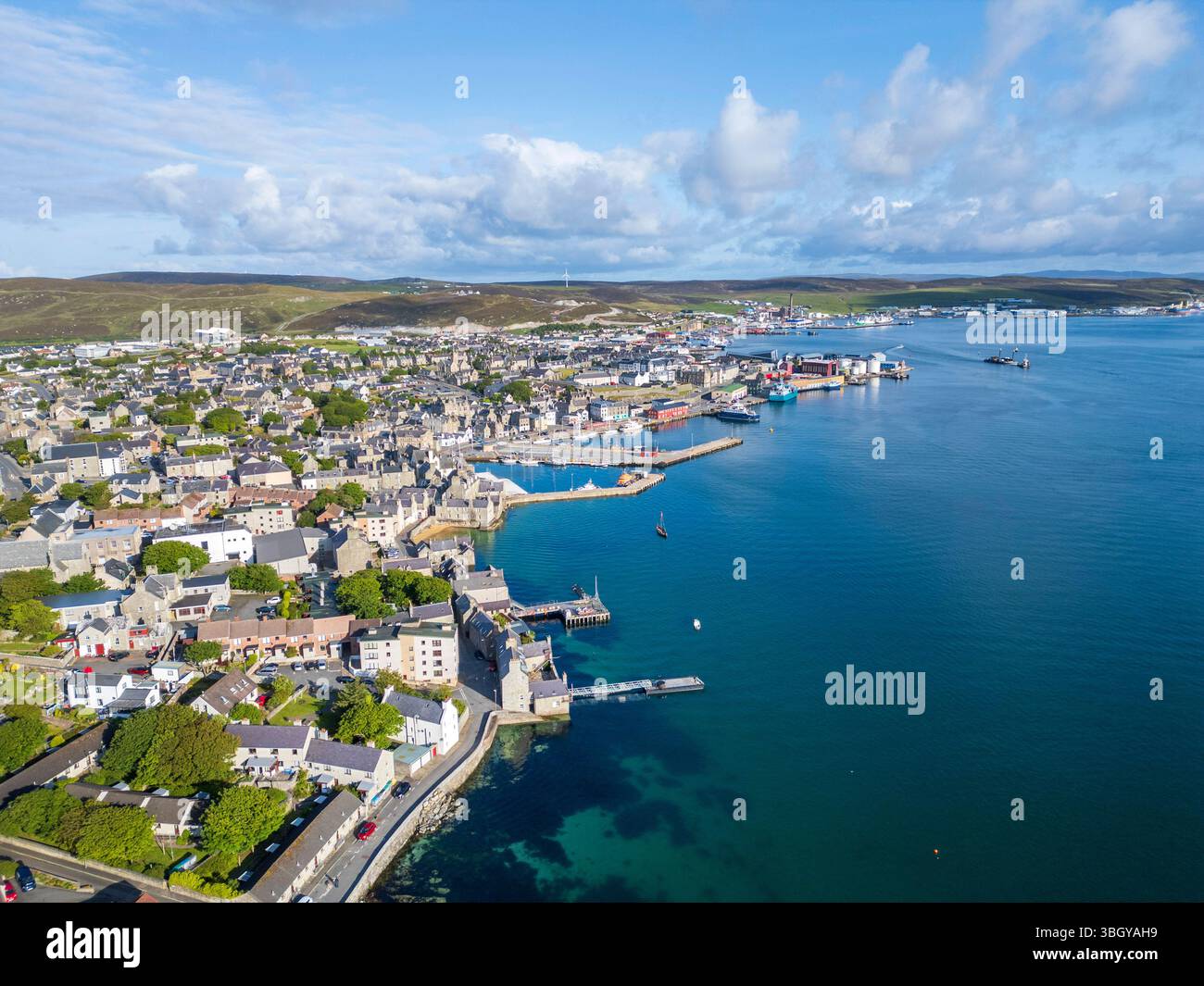 Aerial view of Lerwick, Shetland, on a bright sunny day – Scotland’s ...