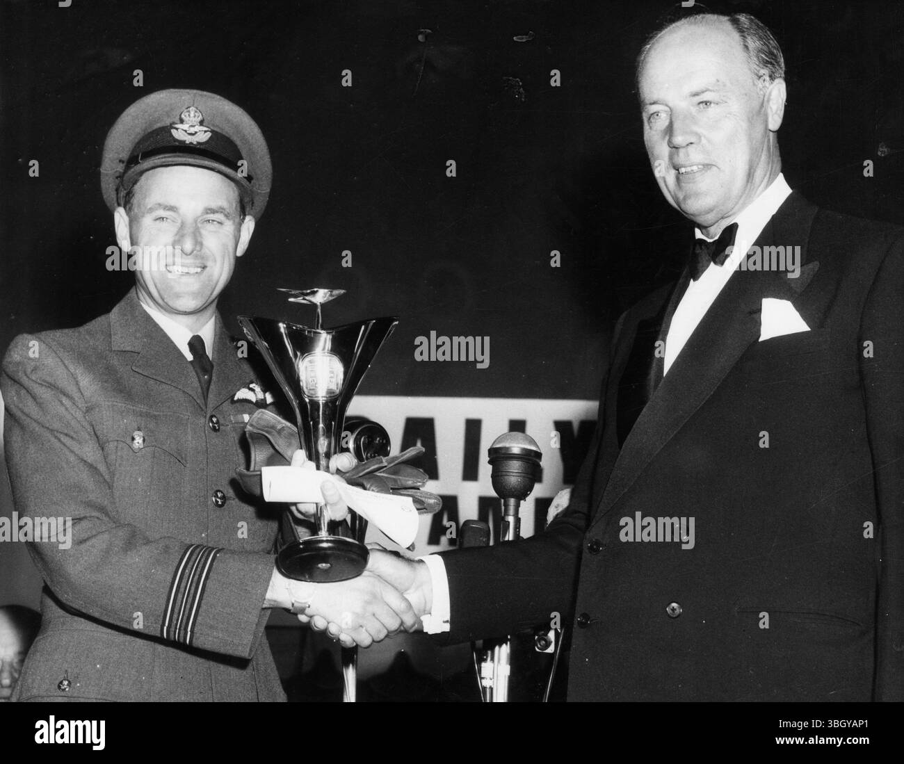 Lord Rothermere (right) Chairman of the "Daily Mail" presents the ...