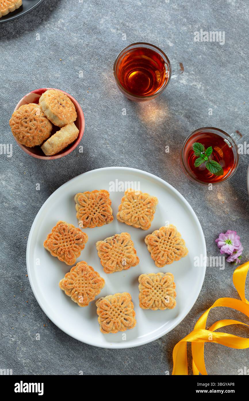 Maamoul plate, Arabic Middle Eastern food, served as Eid hospitality ...