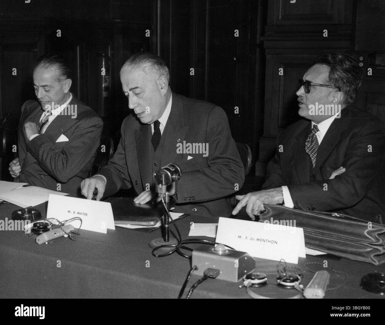 Gaetano Martino, Rene Mayer and Francois de Menthon. 29 November 1957 ...