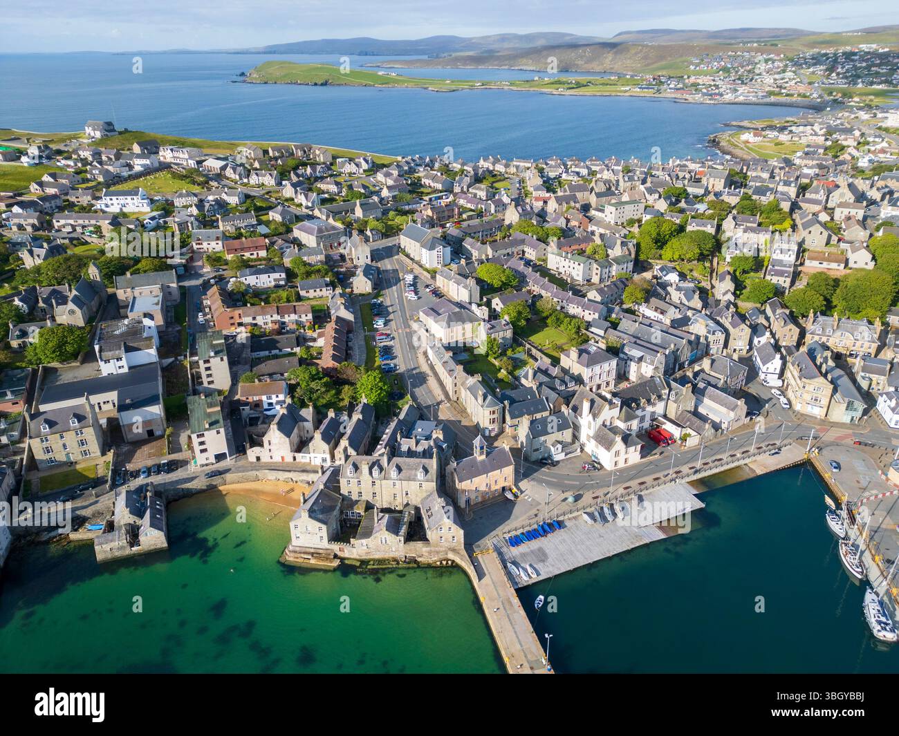 Aerial view of Lerwick, Shetland, on a bright sunny day – Scotland’s ...