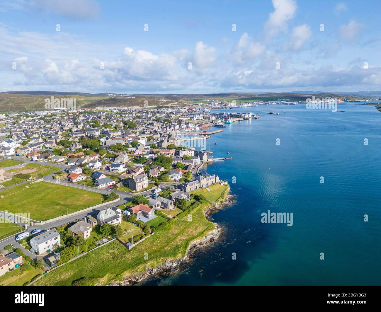 Aerial view of Lerwick, Shetland, on a bright sunny day – Scotland’s ...