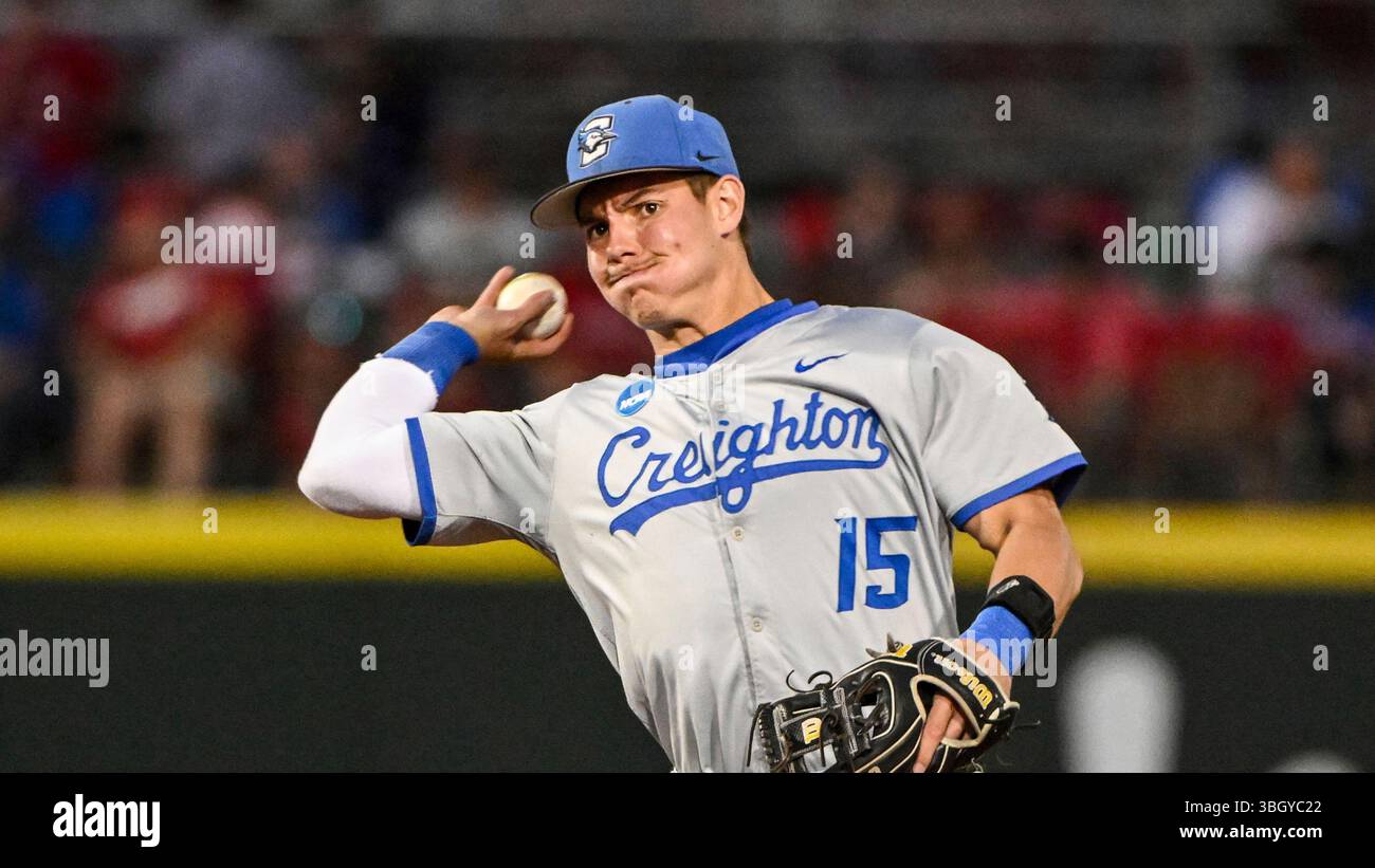 Creighton infielder Kyle Hess (15) against Kansas during an NCAA ...