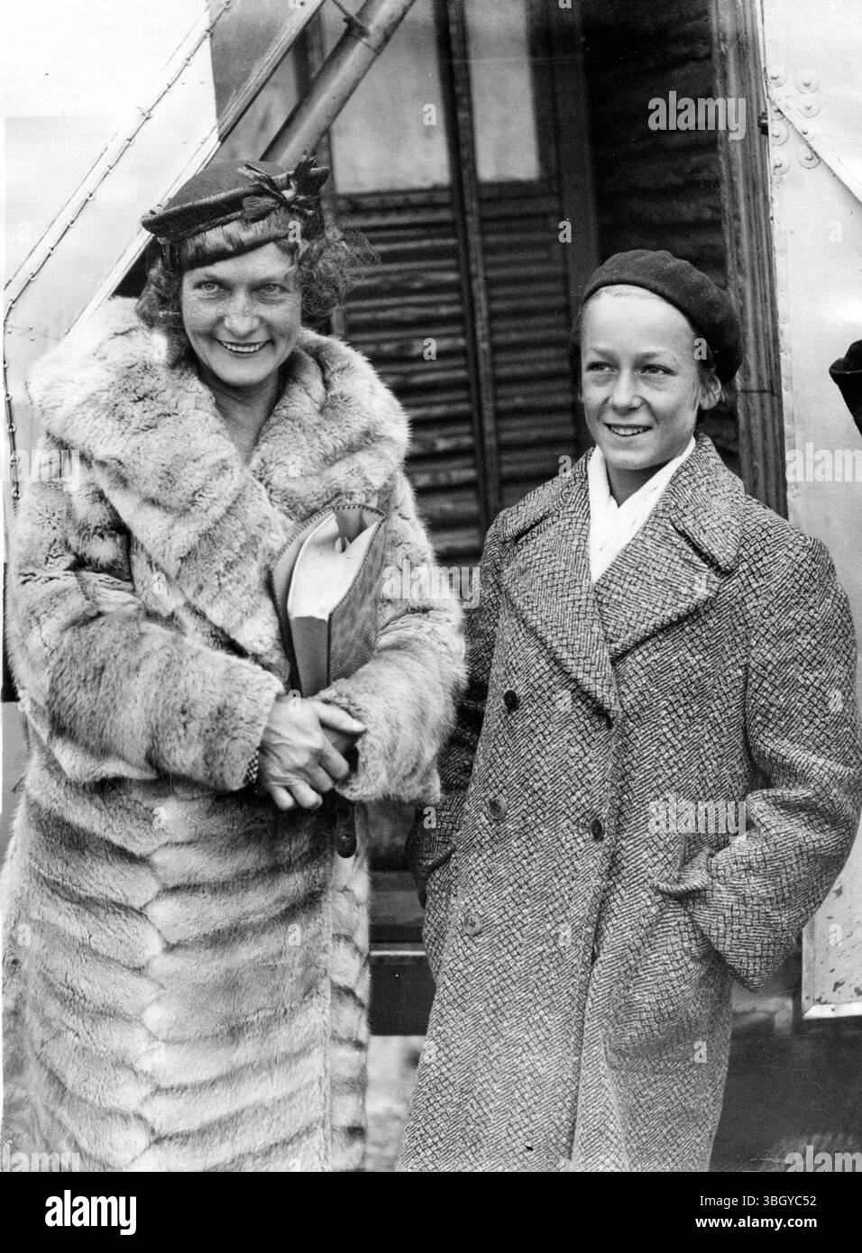 Child actor Robert Lynen with his mother on arrival at Croydon. 30 ...