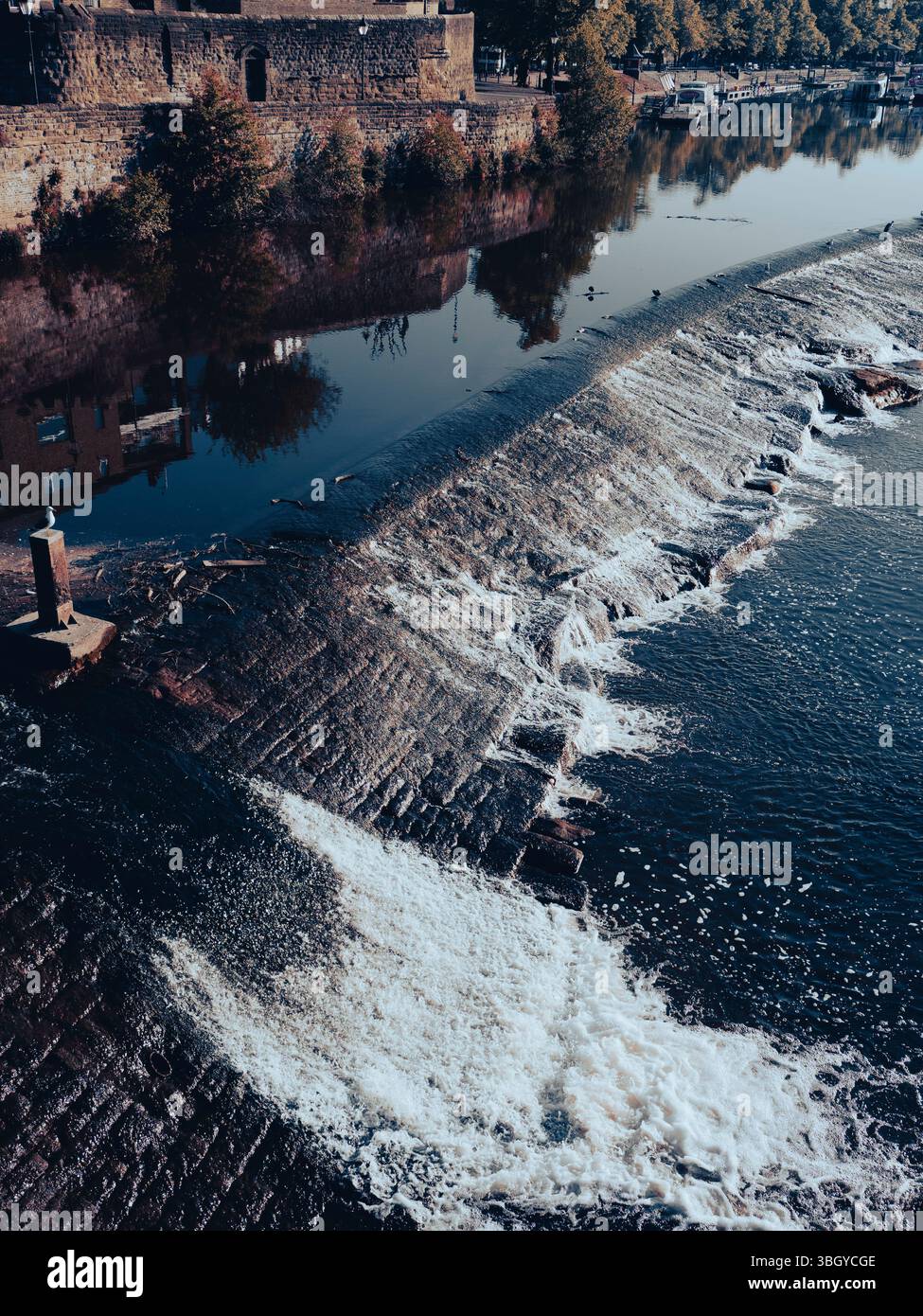 Dawn at Chester Weir, River Dee, Chester, Cheshire, England, UK, GB ...