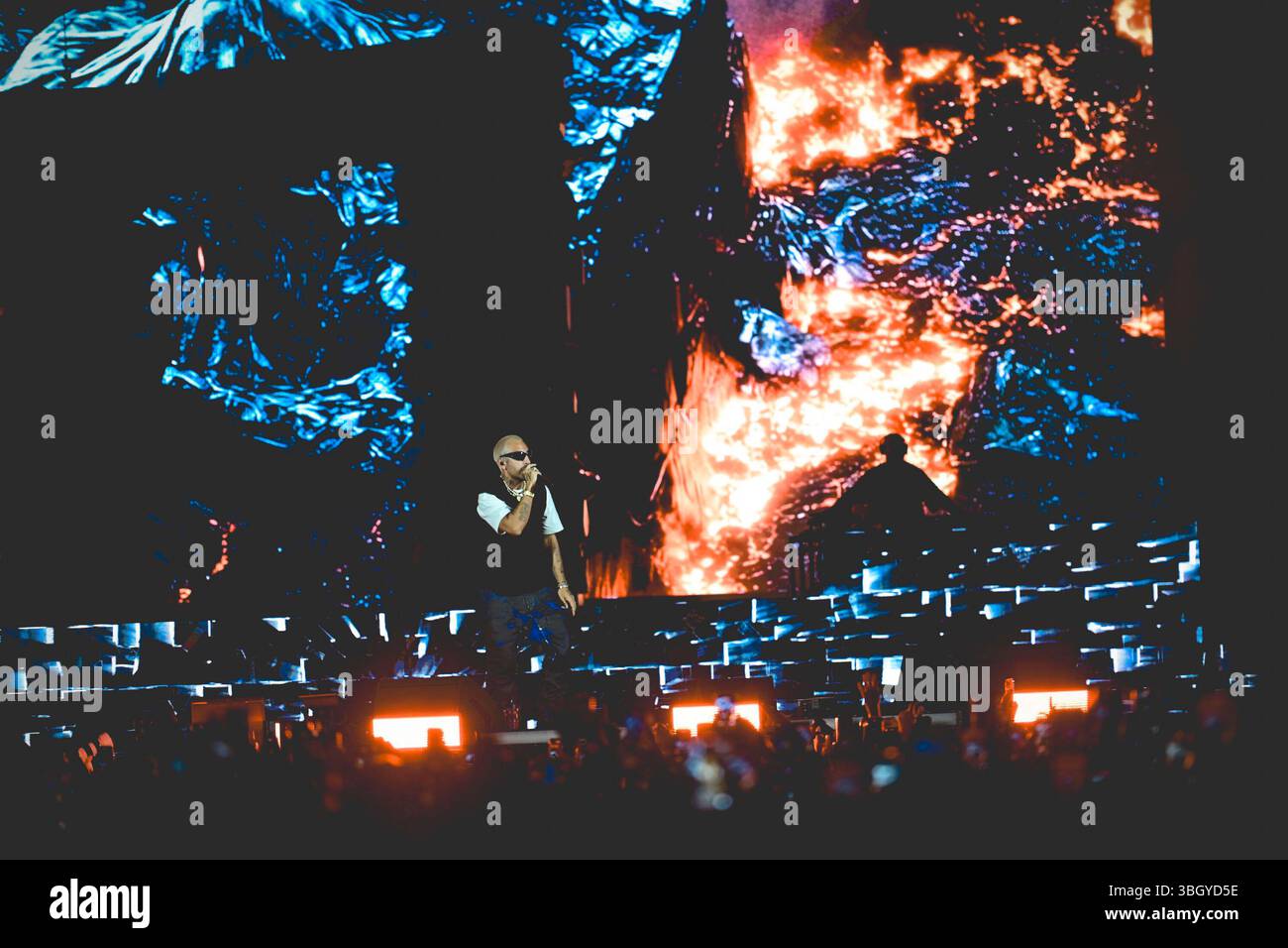 Napoli, Italy. 05th June, 2025. Italian rapper Luchè performs live on ...