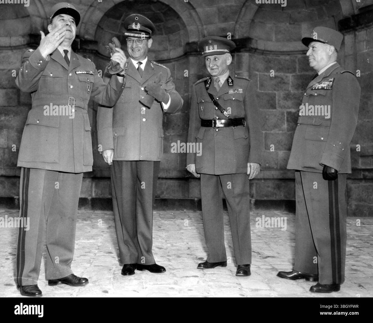 Left-to-right: General Jean-Etienne Valluy, General Hans Spediel, Major ...
