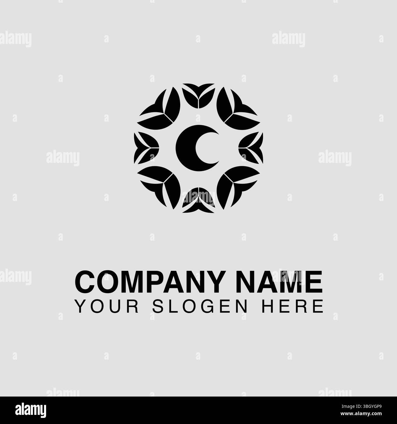 Abstract crescent moon logo design for company branding and identity ...