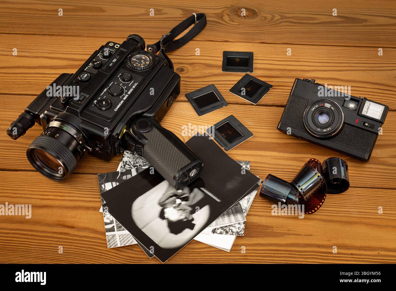 Super 8 movie camera and old 35mm movie camera with negative ,slide ...