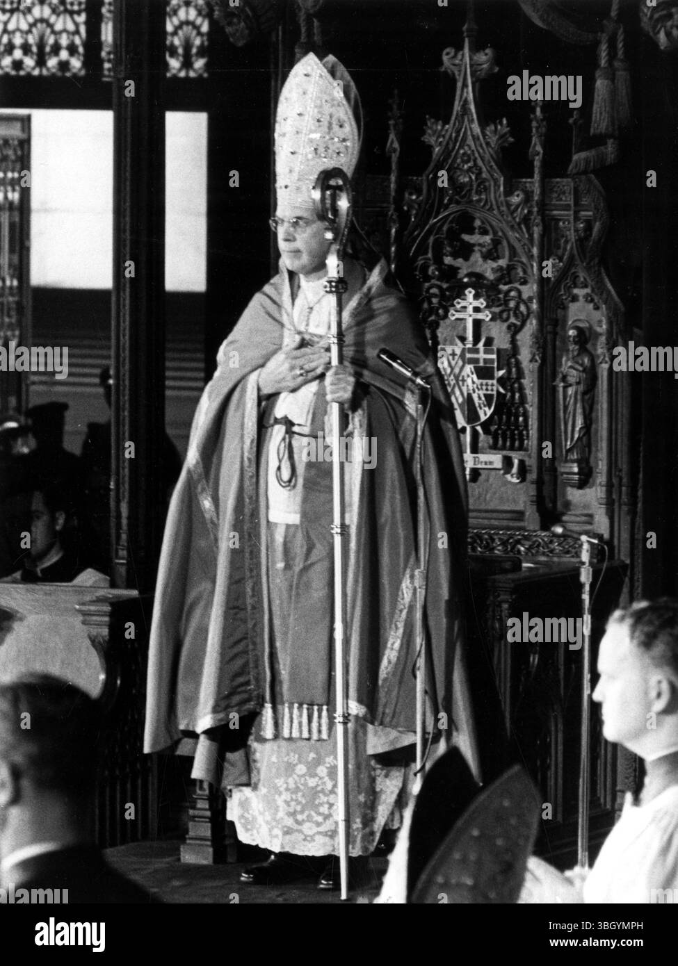 Archbishop Terence James Cooke holding his crozier during his ...