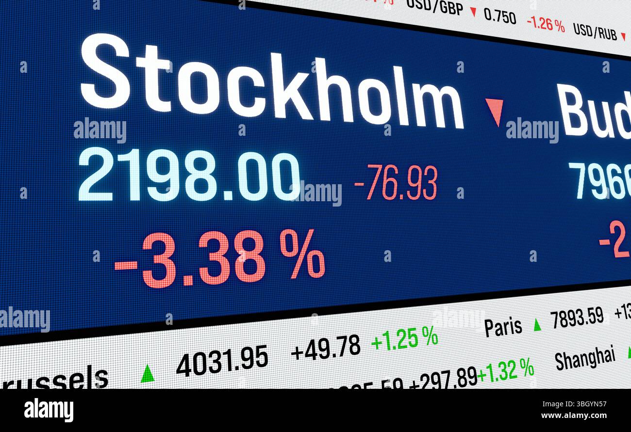 Falling stock market in Stockholm, Sweden. Falling stock market in ...