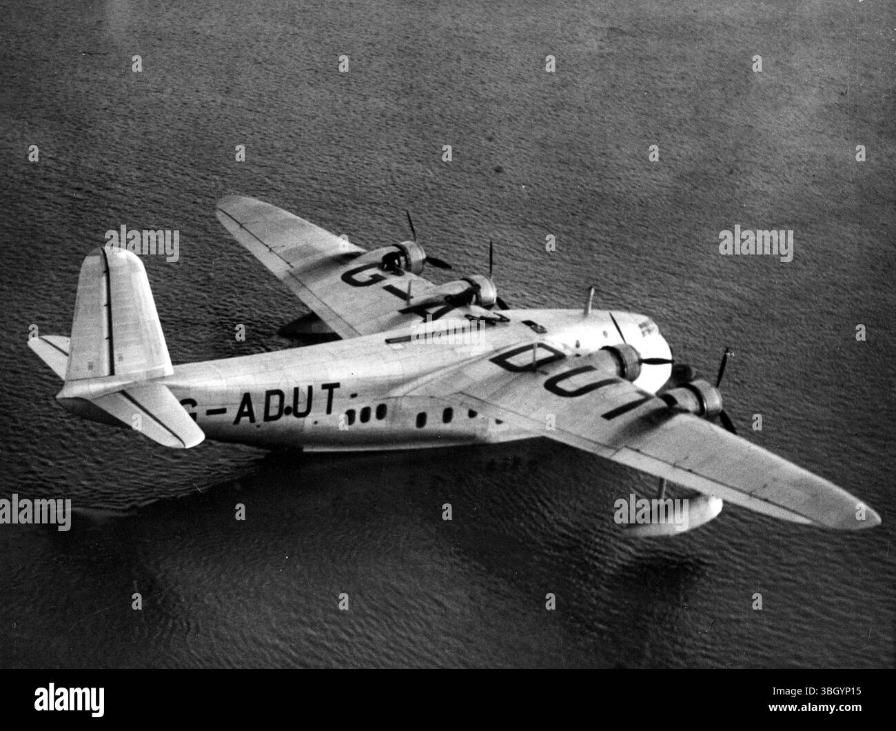 Aerial view of Imperial Airways flying boat Centaurus on the water at ...