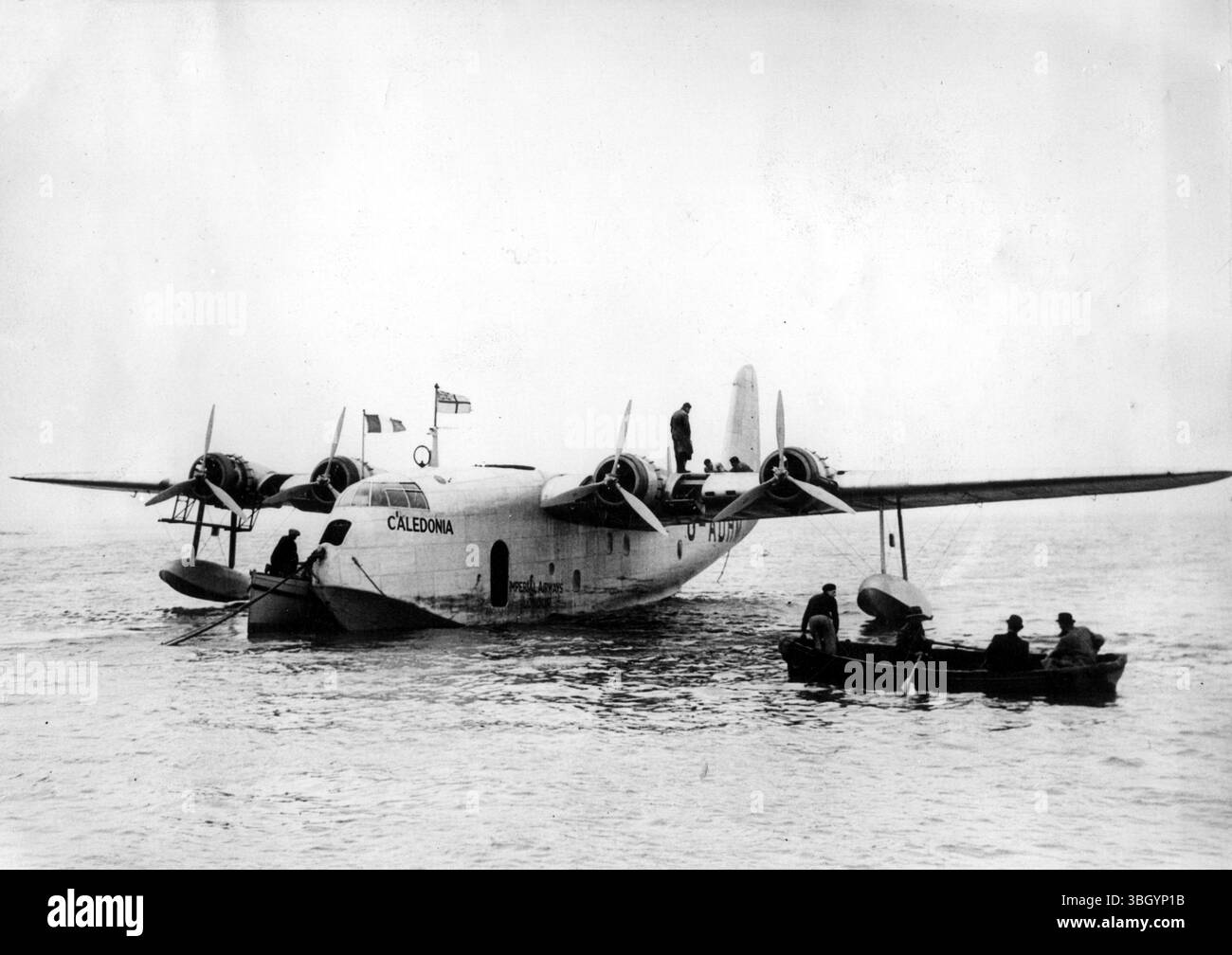 The Imperial Airways flying boat " Caledonia " on the water at Shannon ...