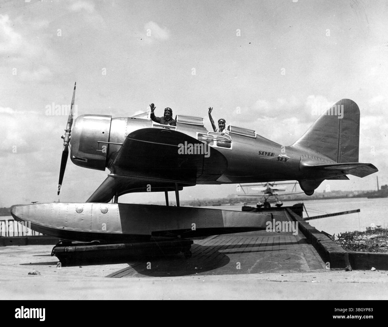 Alexander Seversky and his wife Evelyn in the new amphibian plane ...