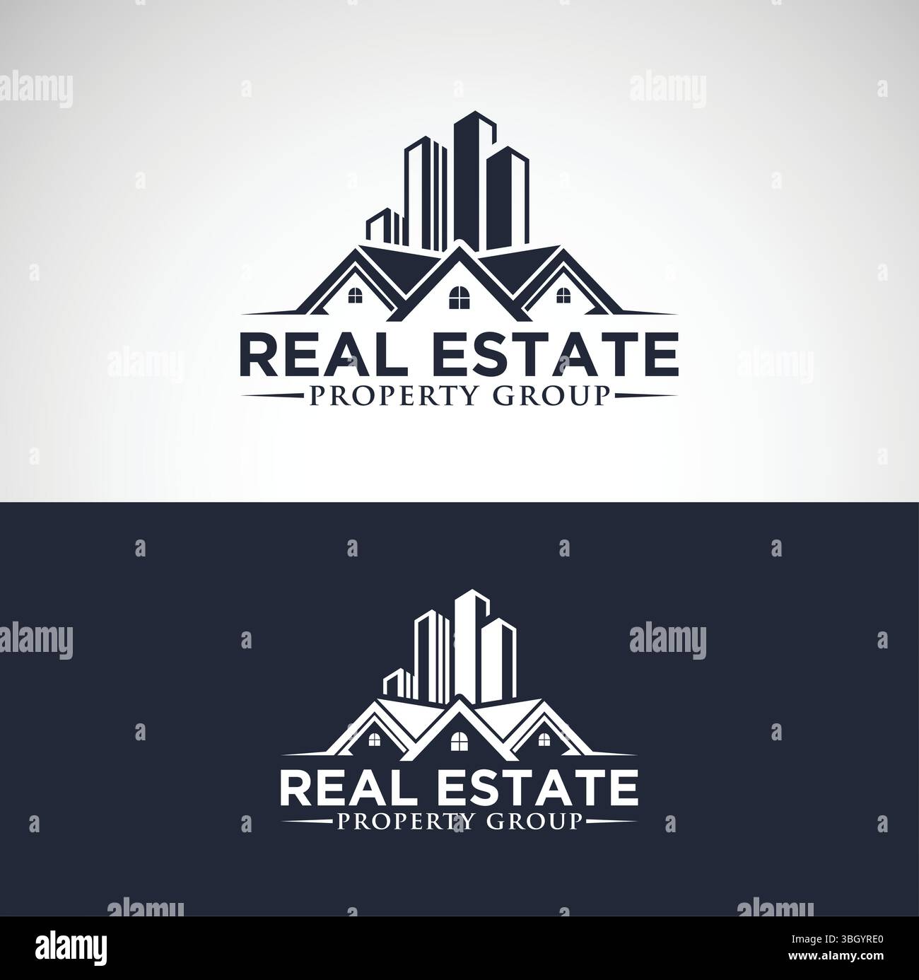 Real Estate Property Group Logo - Classic House & City Skyline Branding ...