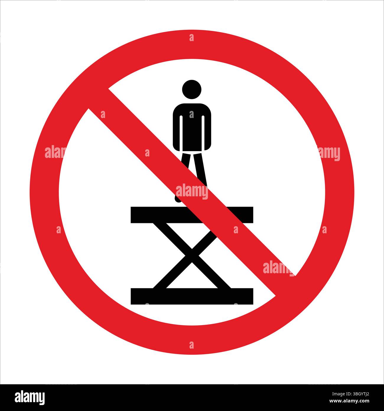 International prohibition sign forbidding to stand on unstable folding ...