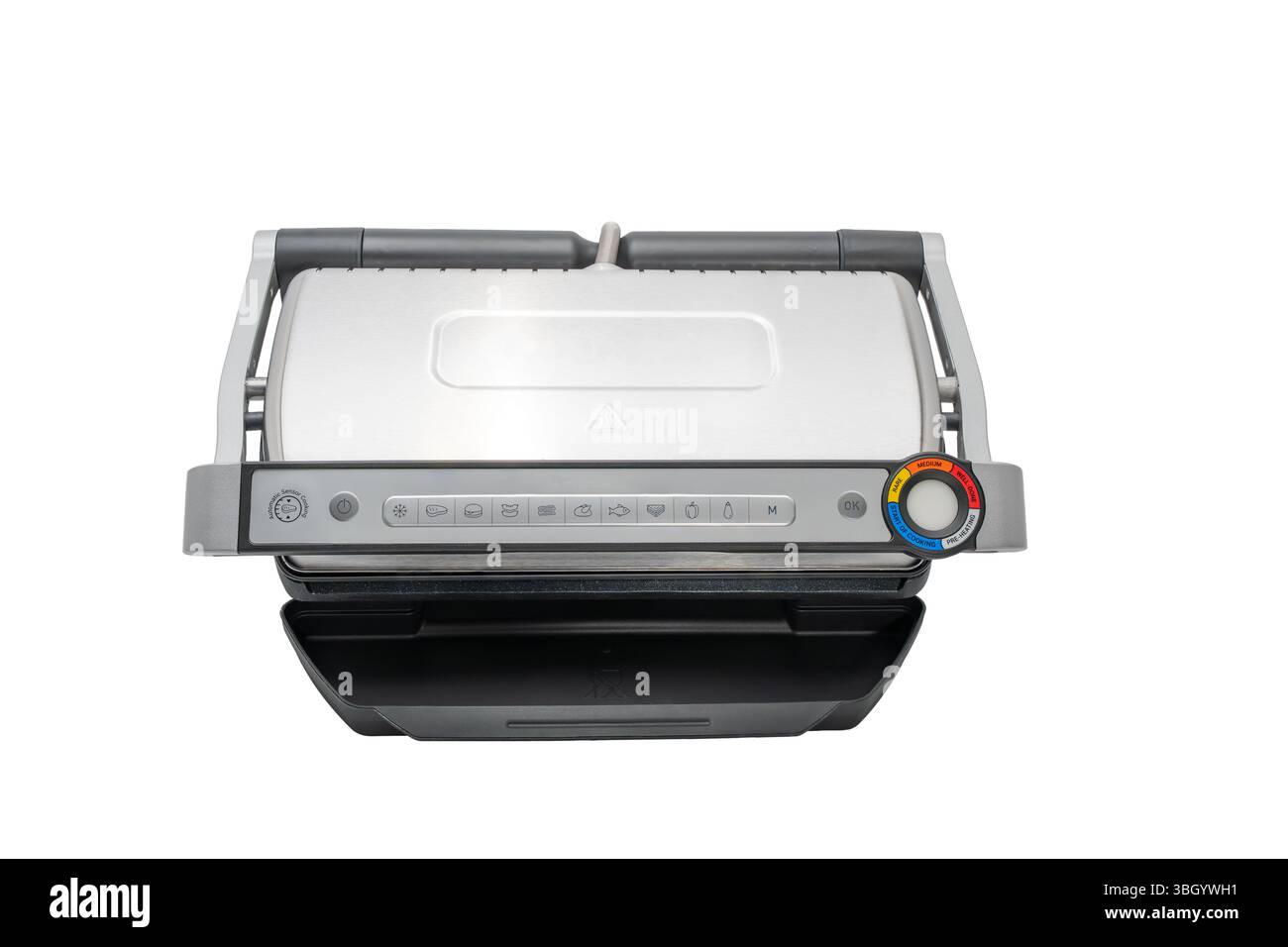 Grill front view with control panel and ready indicator, isolated on ...