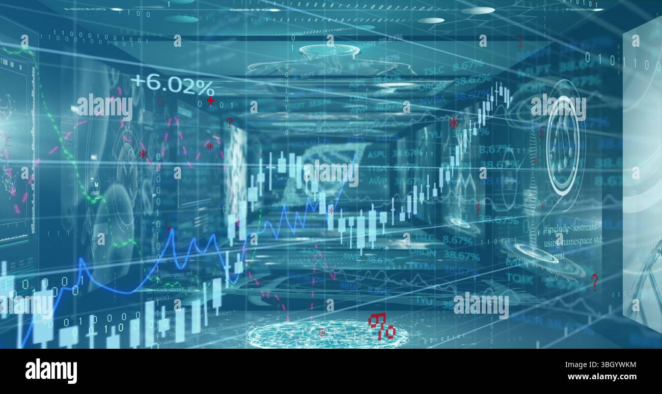 Floating holographic candlestick charts hi-res stock photography and ...